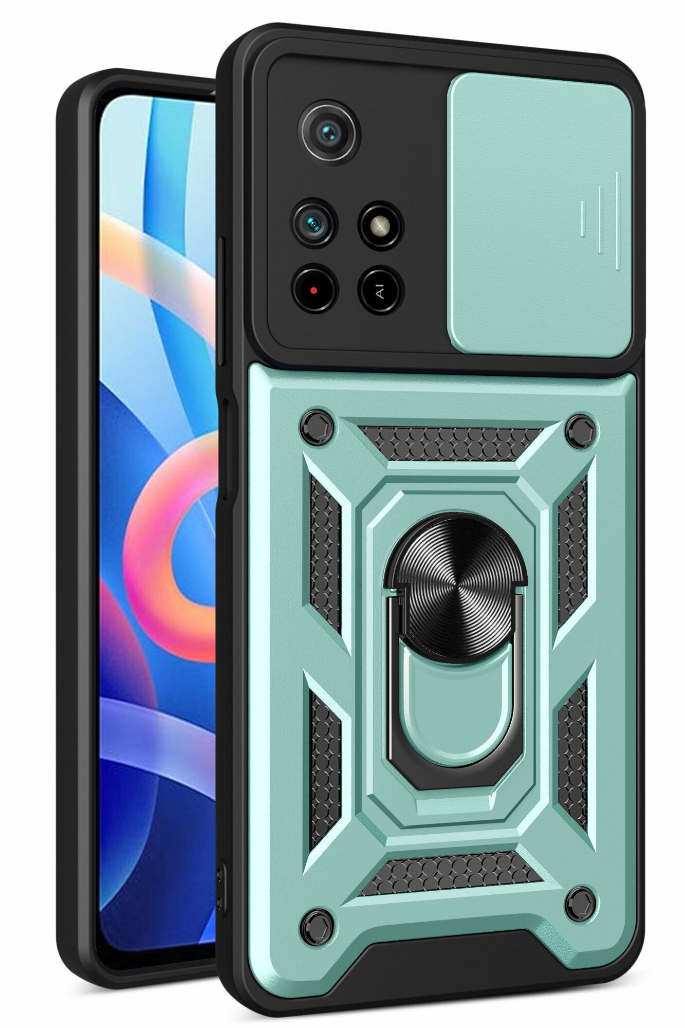 Чехол противоударный для Xiaomi Poco M4 Pro 5G и Redmi Note 11S 5G / Поко М4 Про 5G и Нот 11S 5G с защитой камеры armors (Зеленый)