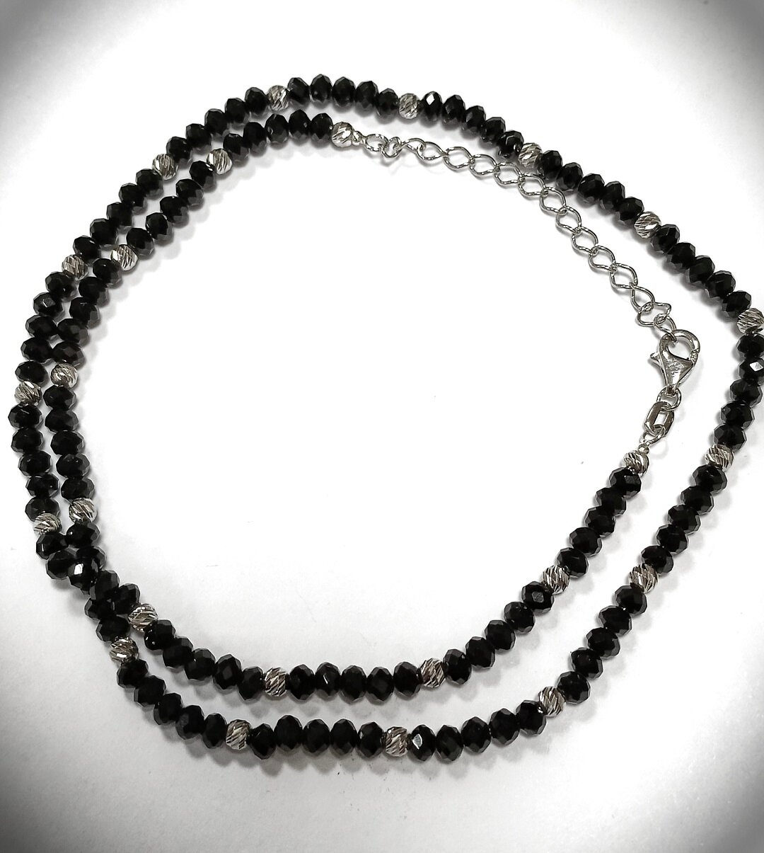 Колье, серебро, 925 проба, родирование, оникс