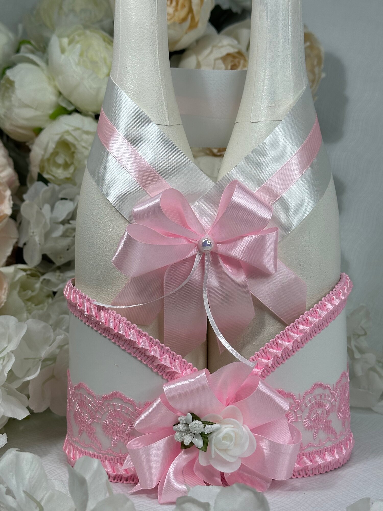 Украшение для шампанского Корзинка "Ажурная", розовый