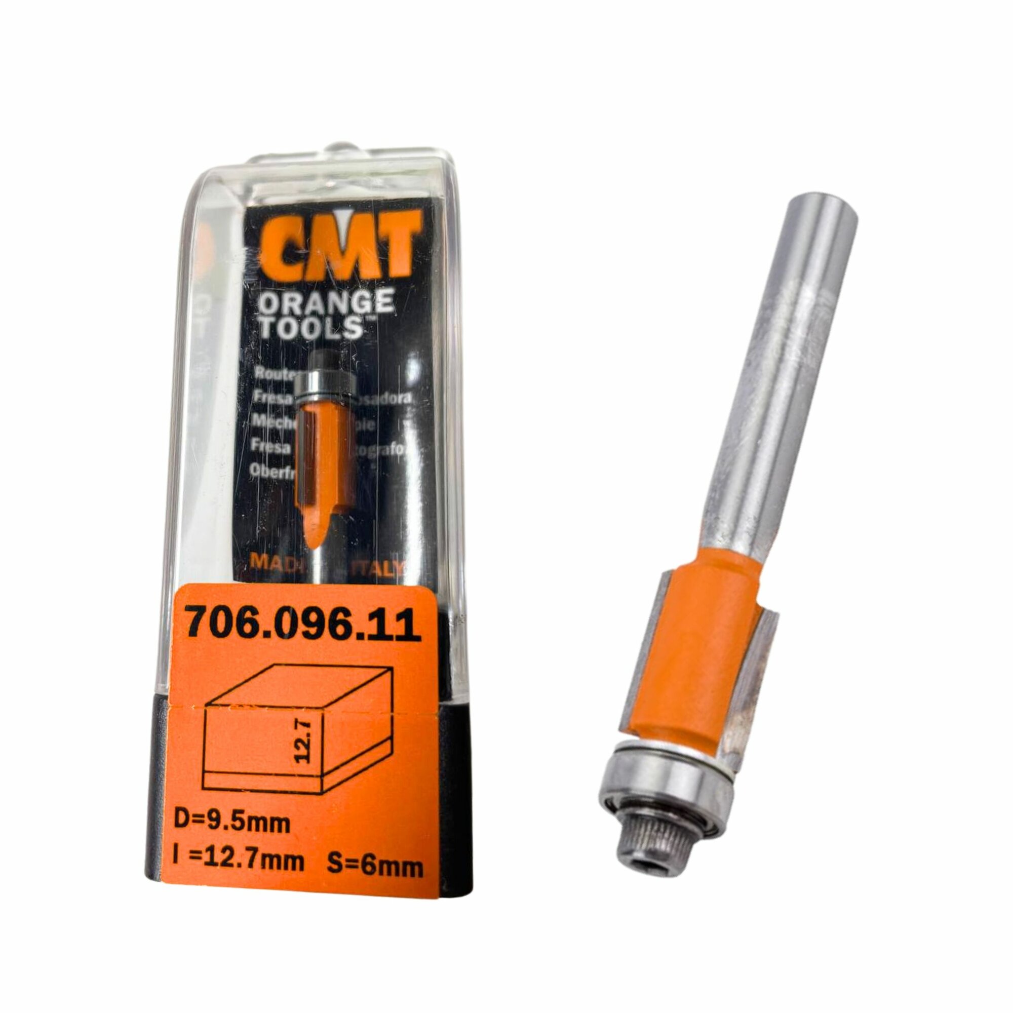 Фреза для фрезера по дереву обгонная прямая (9.5x12.7х55.5 мм; S 6 мм) СМТ 706.096.11