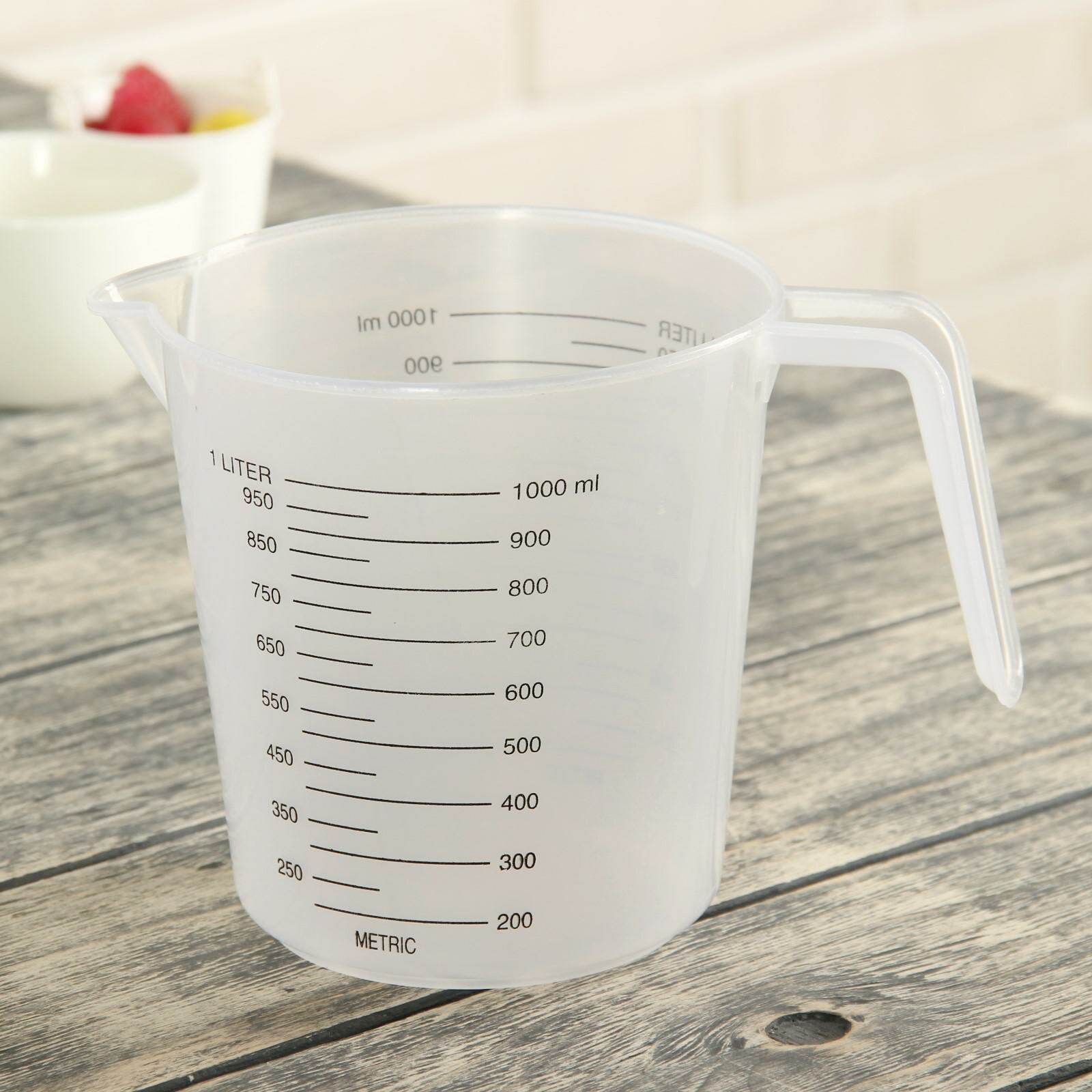 Стакан мерный, 1 л, пластик, прозрачный