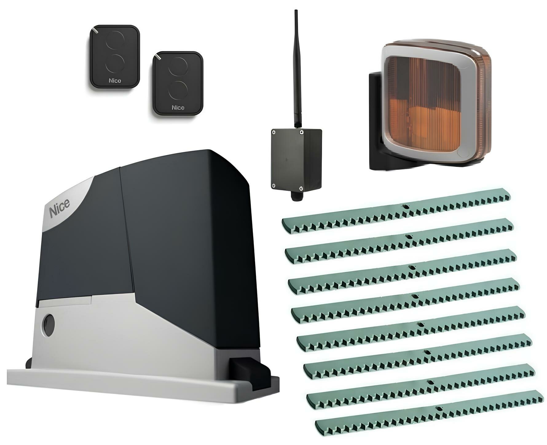 Автоматика для откатных ворот RD400KCE L8-BT, комплект: привод, лампа, 2 пульта, Bluetooth-модуль, 8 реек