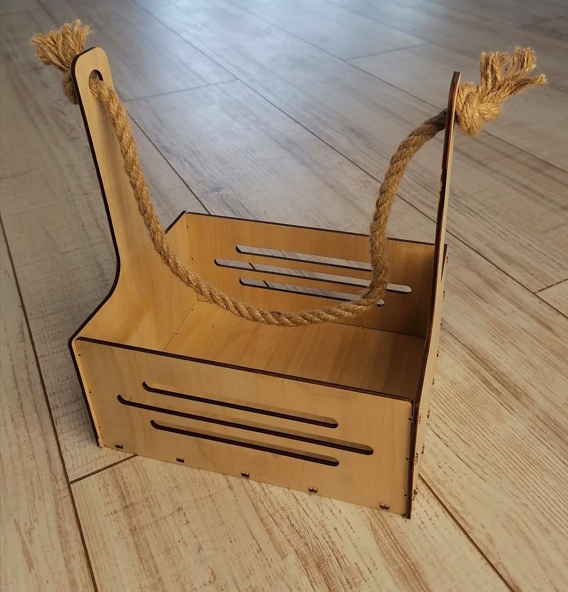 Деревянная заготовка Корзинка кашпо декоративная 20,5х15,5х24,5 см с ручками / 2шт