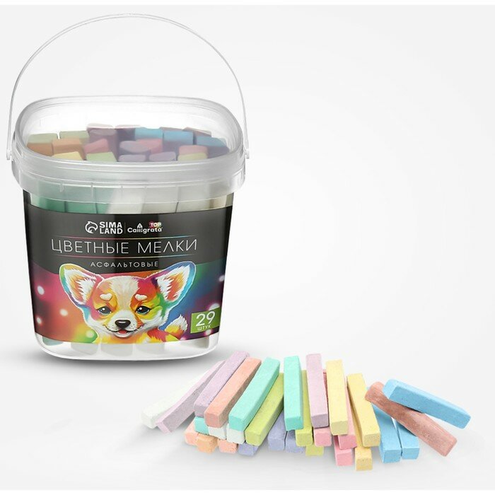 Мелки цветные для асфальта 29 штук Calligrata TOP, брусок, 4905007
