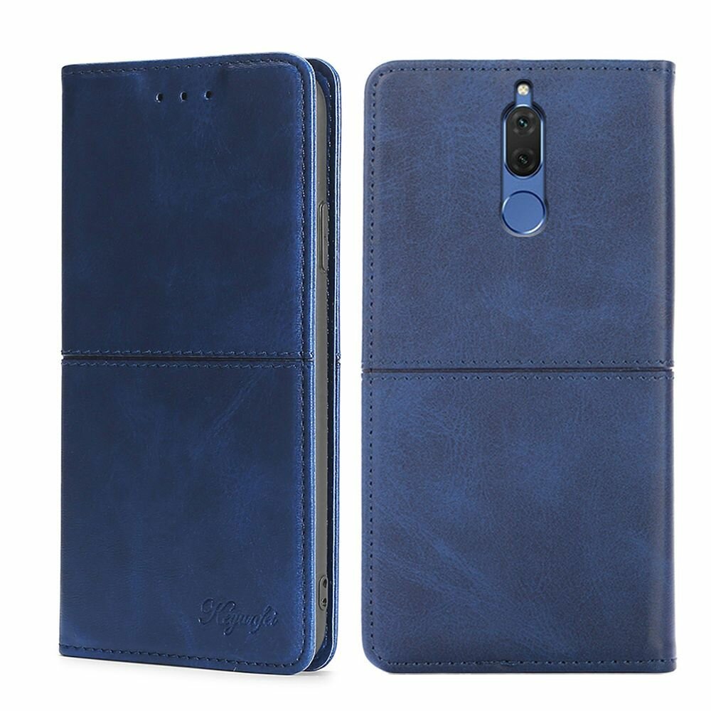 Чехол-книжка MyPads для Huawei Mate 10 Lite / Nova 2i / Хуавей Нова 2i воловья кожа (синий)