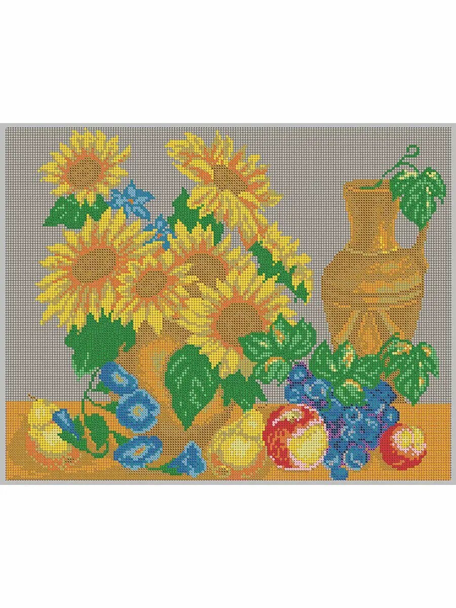 Набор для вышивки "Натюрморты", вышивка бисером, 38x30 см, полукрест