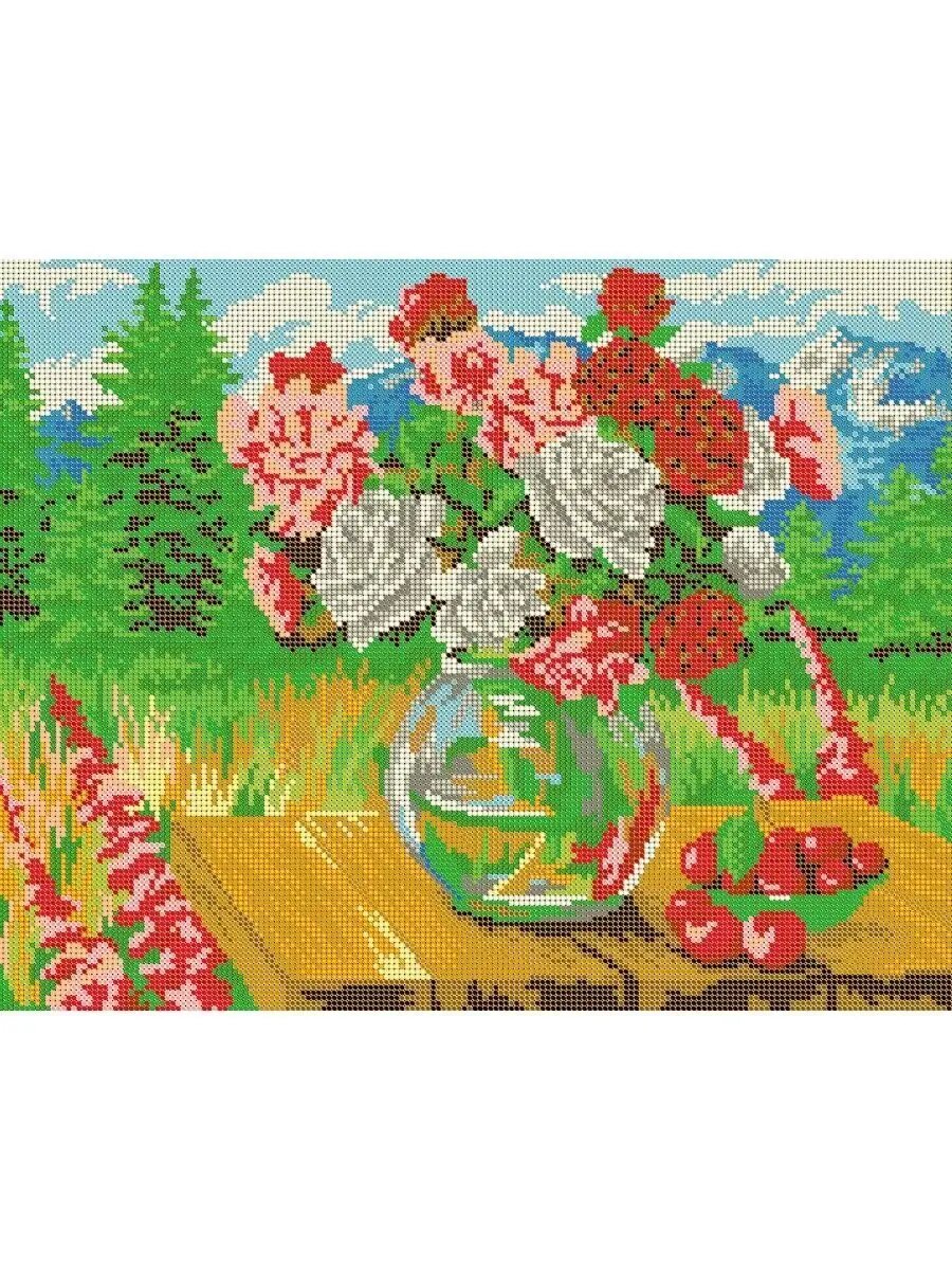 Вышивка бисером наборы картина Цветы 30*38 см