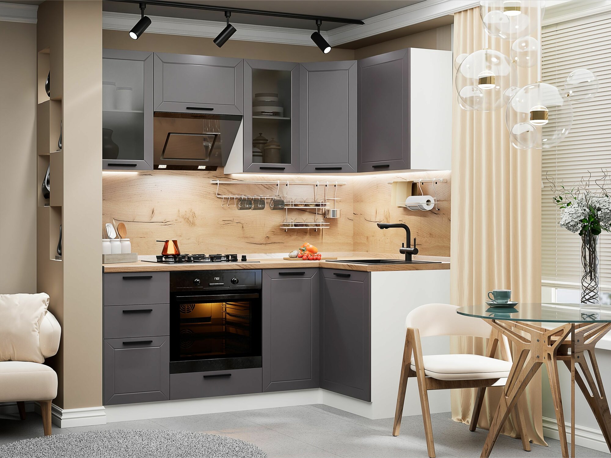 Кухонный гарнитур Глетчер Маренго Силк, 2000/1200 мм