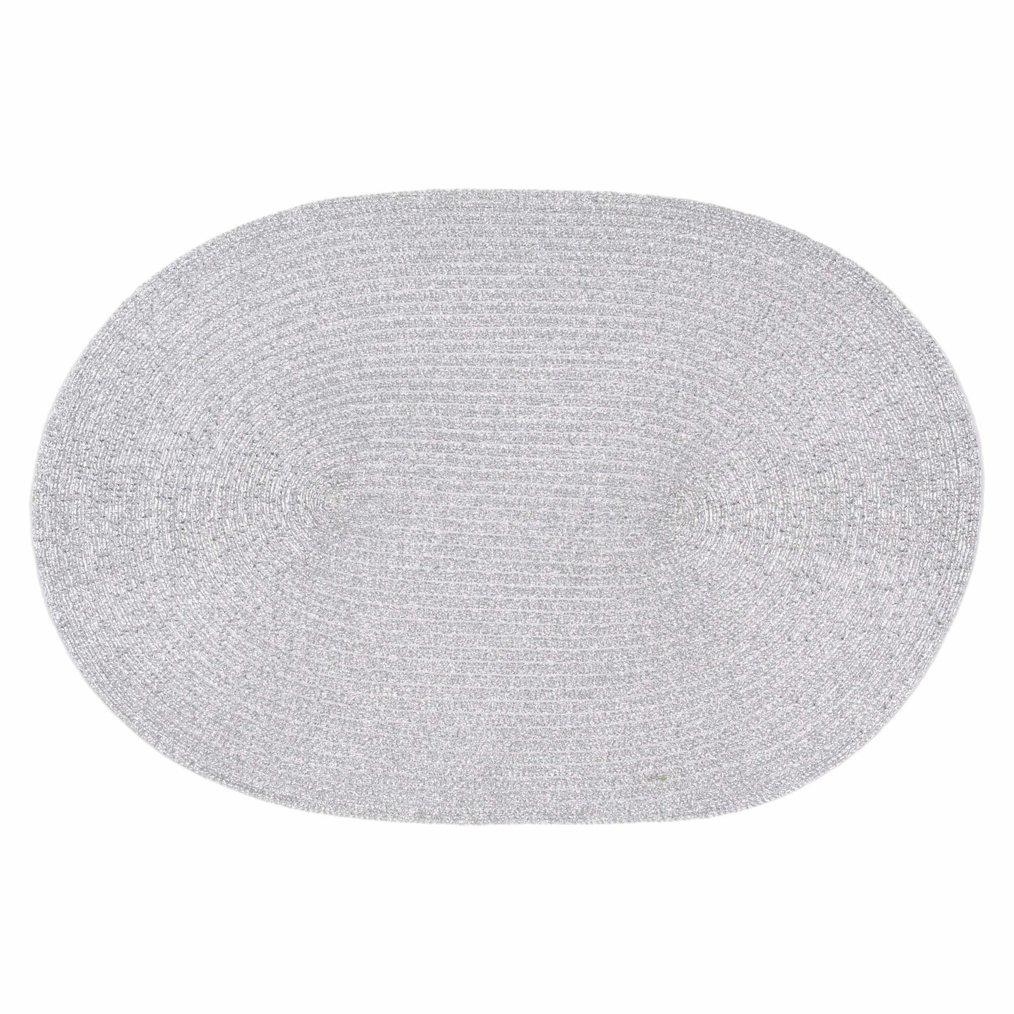 (W)Салфетка под приборы, 30х45 см, полиэстер, овальная, серебристая, Rotary shine