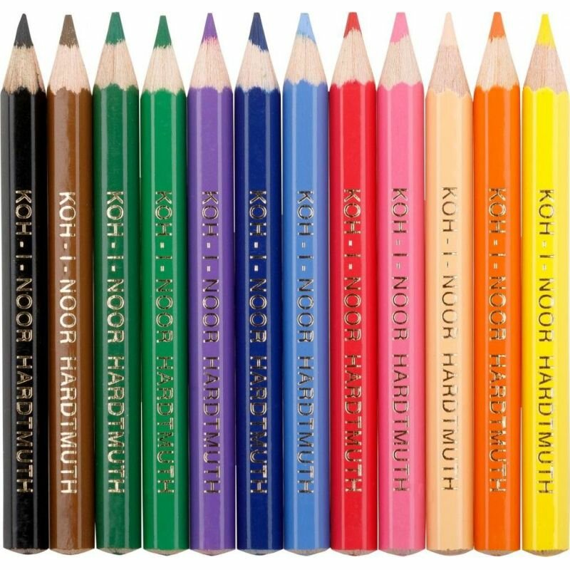 Карандаши цветные KOH-I-NOOR короткие Крот, 12 цветов, 3622012046KSNN