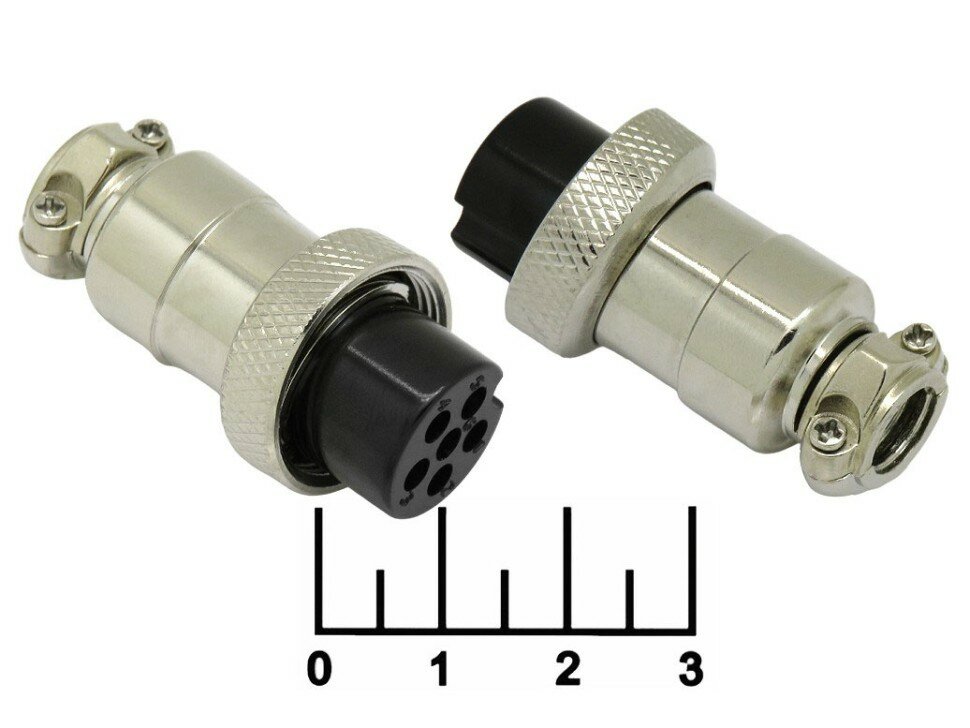 Разъем 6pin гнездо хром на кабель GX20