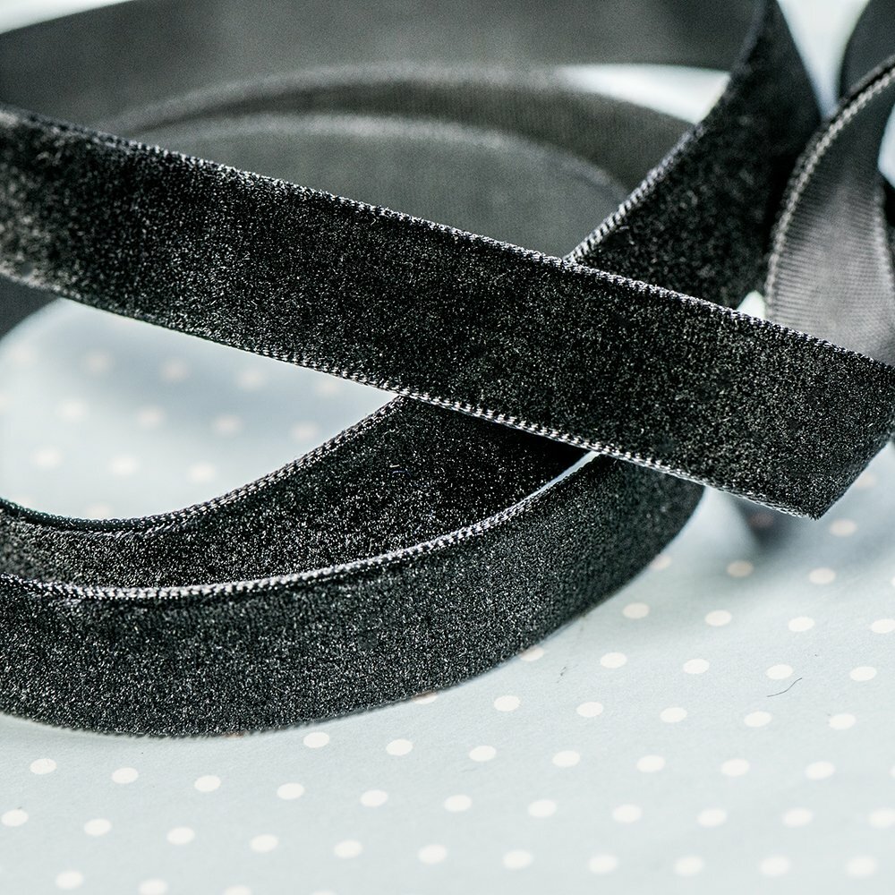 Лента бархатная 5 м для шитья/ рукоделия / декора, цвет черный, ширина 12.7 мм