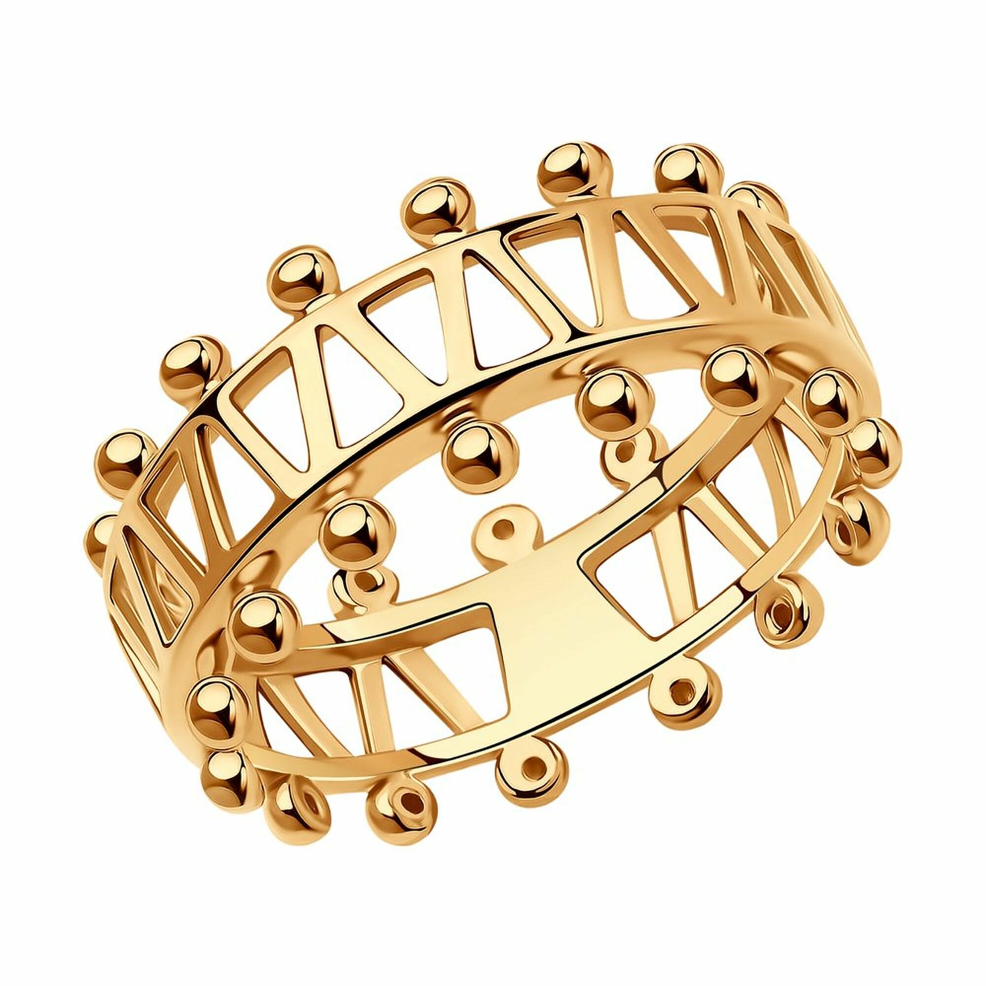 Кольцо, серебро, 925 проба, золочение