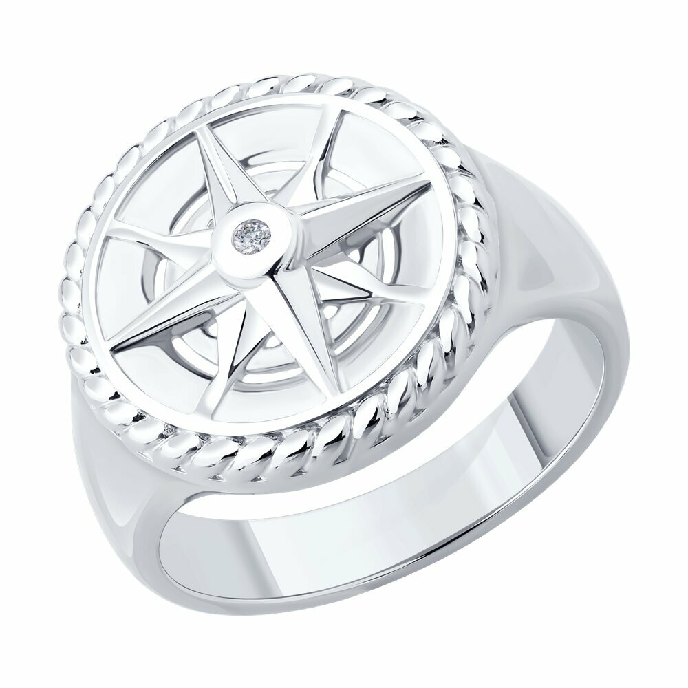 Кольцо, серебро, 925 проба, родирование, фианит