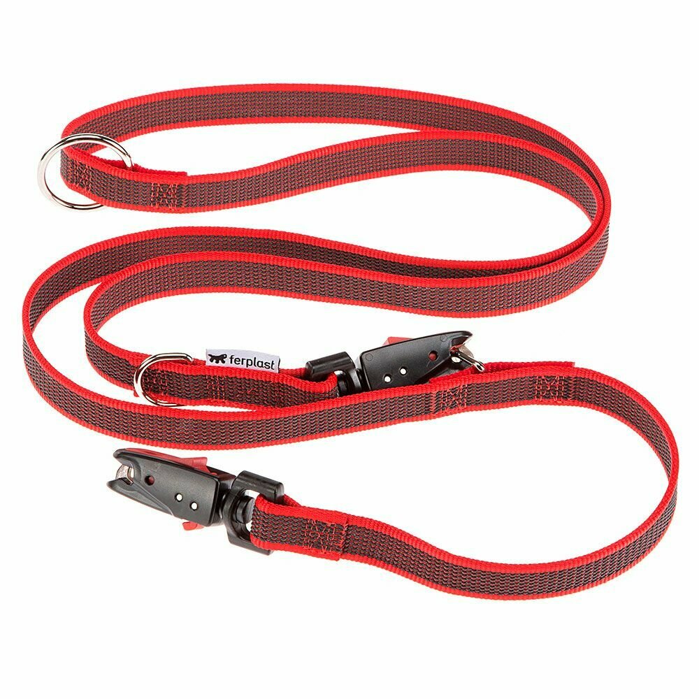 Поводок-перестёжка Ferplast DAYTONA GUMMY MATIC GA20/200, магнитный карабин, мягкая ручка, прорезиненный нейлон, красный