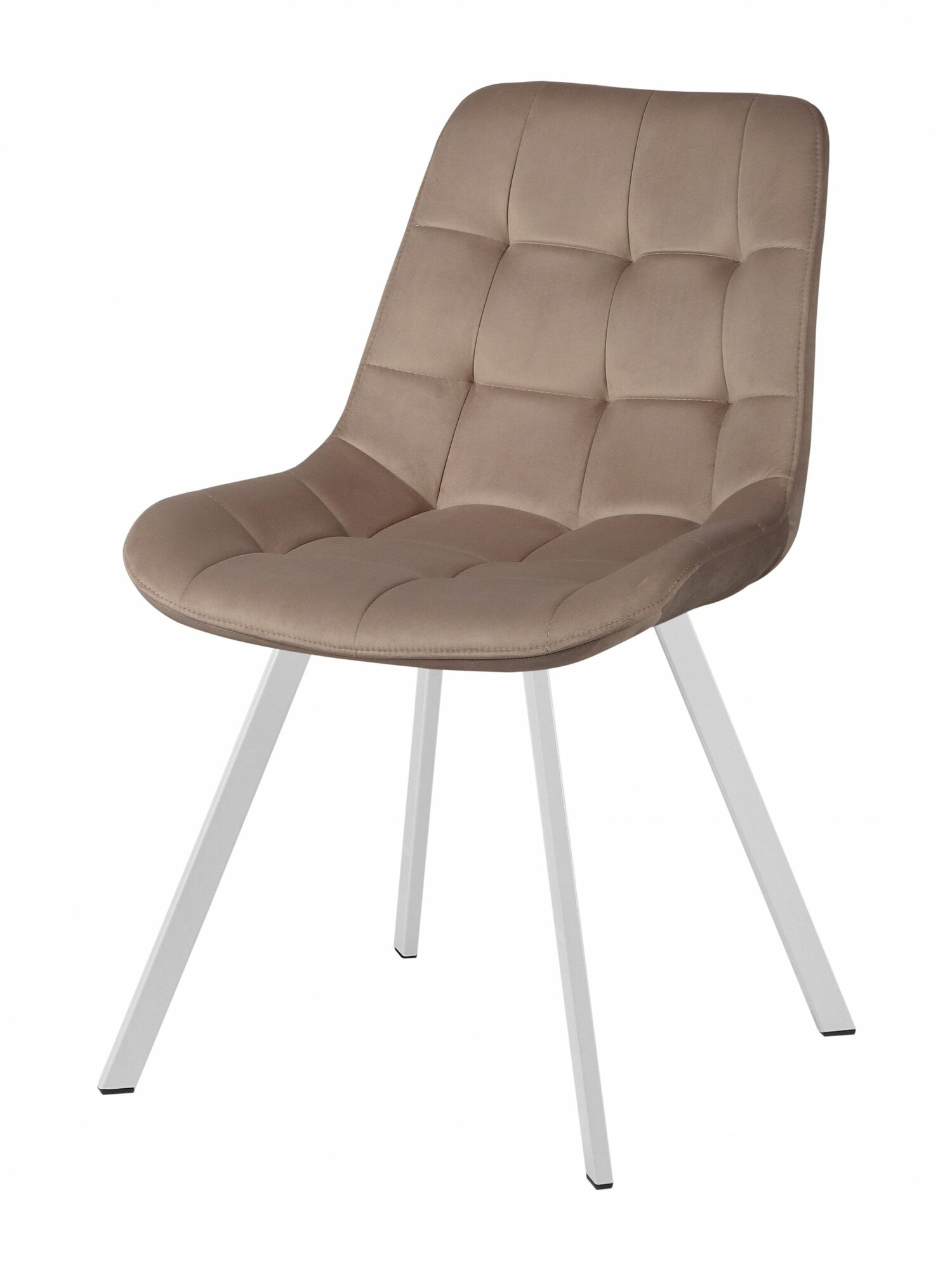 Стул для кухни Ambe Эйден М, мягкий со спинкой, латте, с белыми ножками