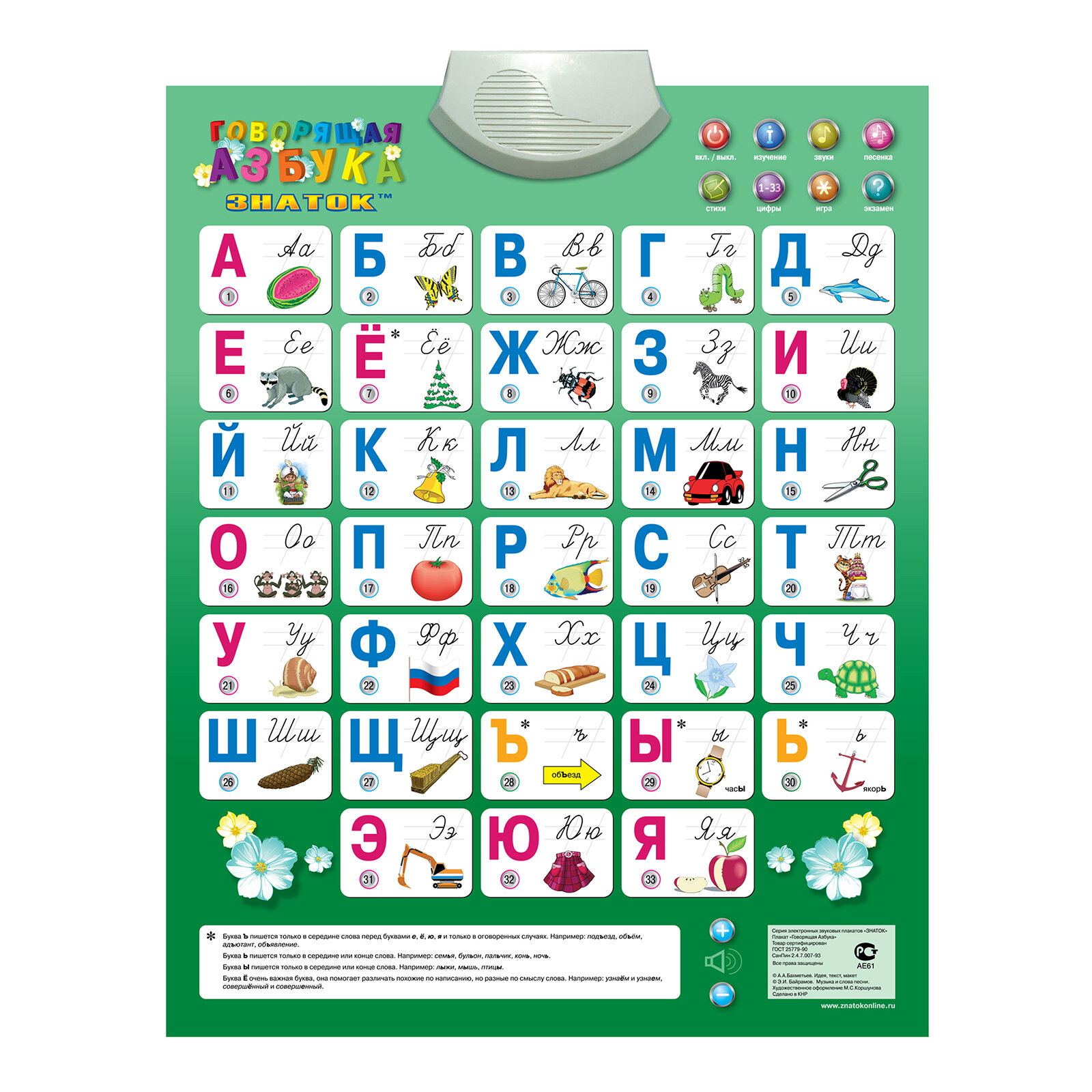 Электронный звуковой плакат знаток PL-08-NEWru Говорящая азбука