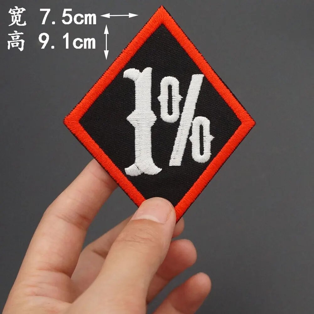 Нашивка 1% MC, красный, 7.5 x 9.1 см