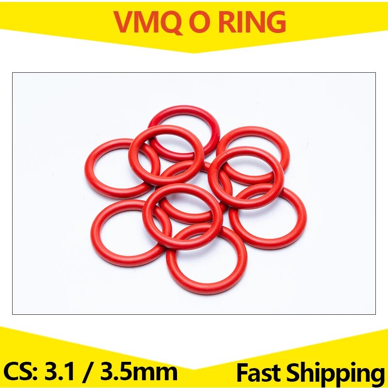 Резиновые уплотнительные кольца VMQ OD 14mm (50Pcs), Красный, 3.5mm