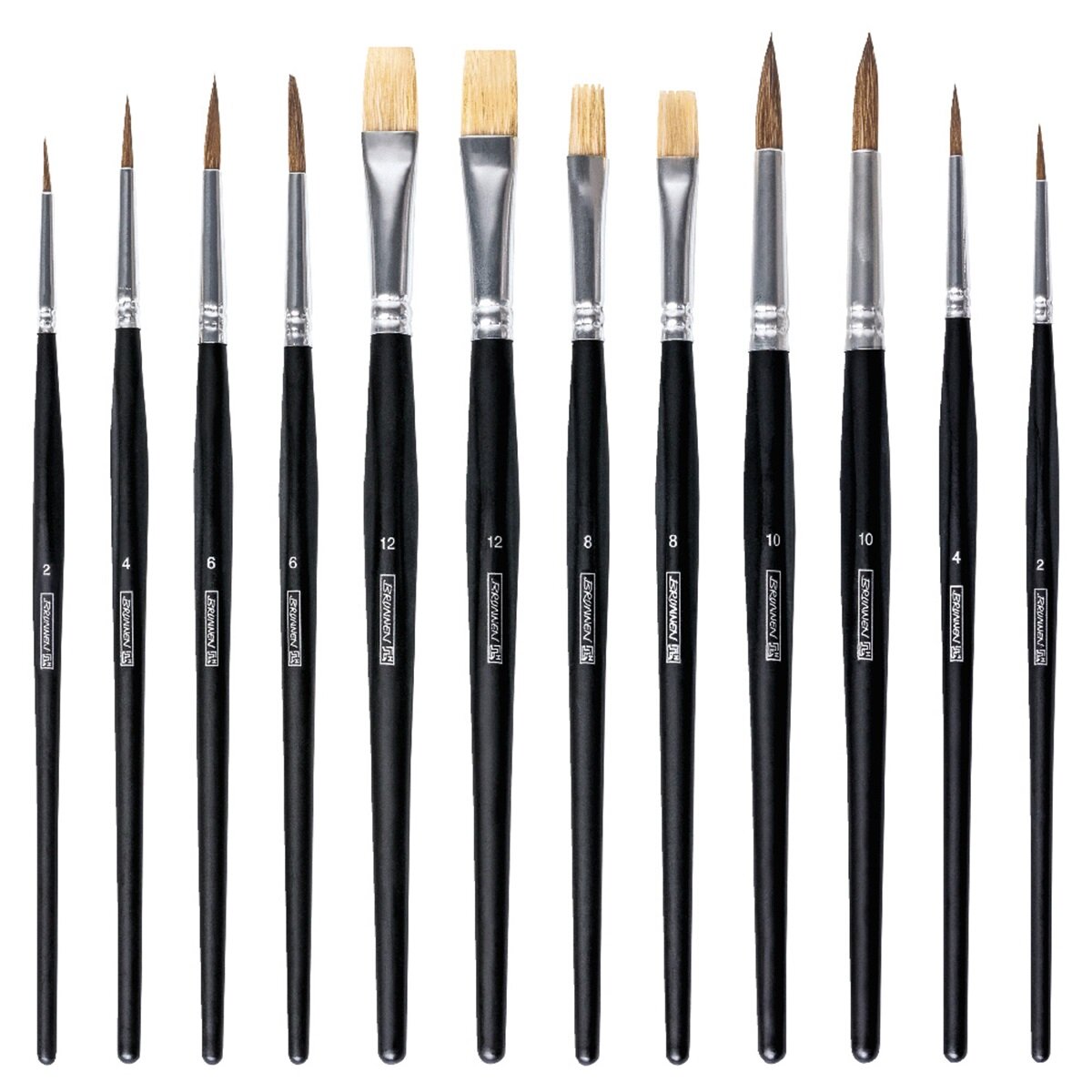 Набор кистей из Пони, Brunnen, №2, 4, 6, 8, 10, 12 шт. (Oxan)