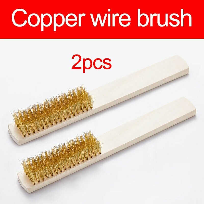 Щетка из медной проволоки и латуни с деревянной ручкой, 2 шт. 2 pc brass
