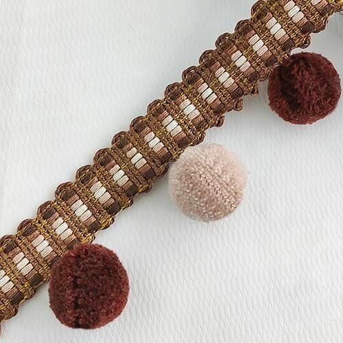 Тесьма с помпонами и кисточками 4,5x100 см для шитья и декора, мягкая лента для подушек, штор, поделок и праздничного оформления интерьера