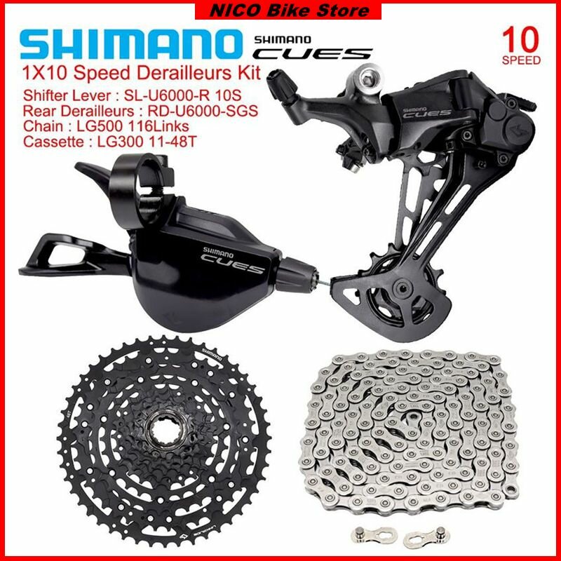 Shimano Cues U6000, группа 1x10, переключение SL-R/RD (Без окном), кассета CS-LG300 11-48T, цепь CN-LG500 116L, Комплект для переключения скоростей велосипеда(набор из 4 шт.)