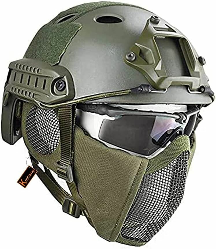 Тактический шлем со складной маской и очками