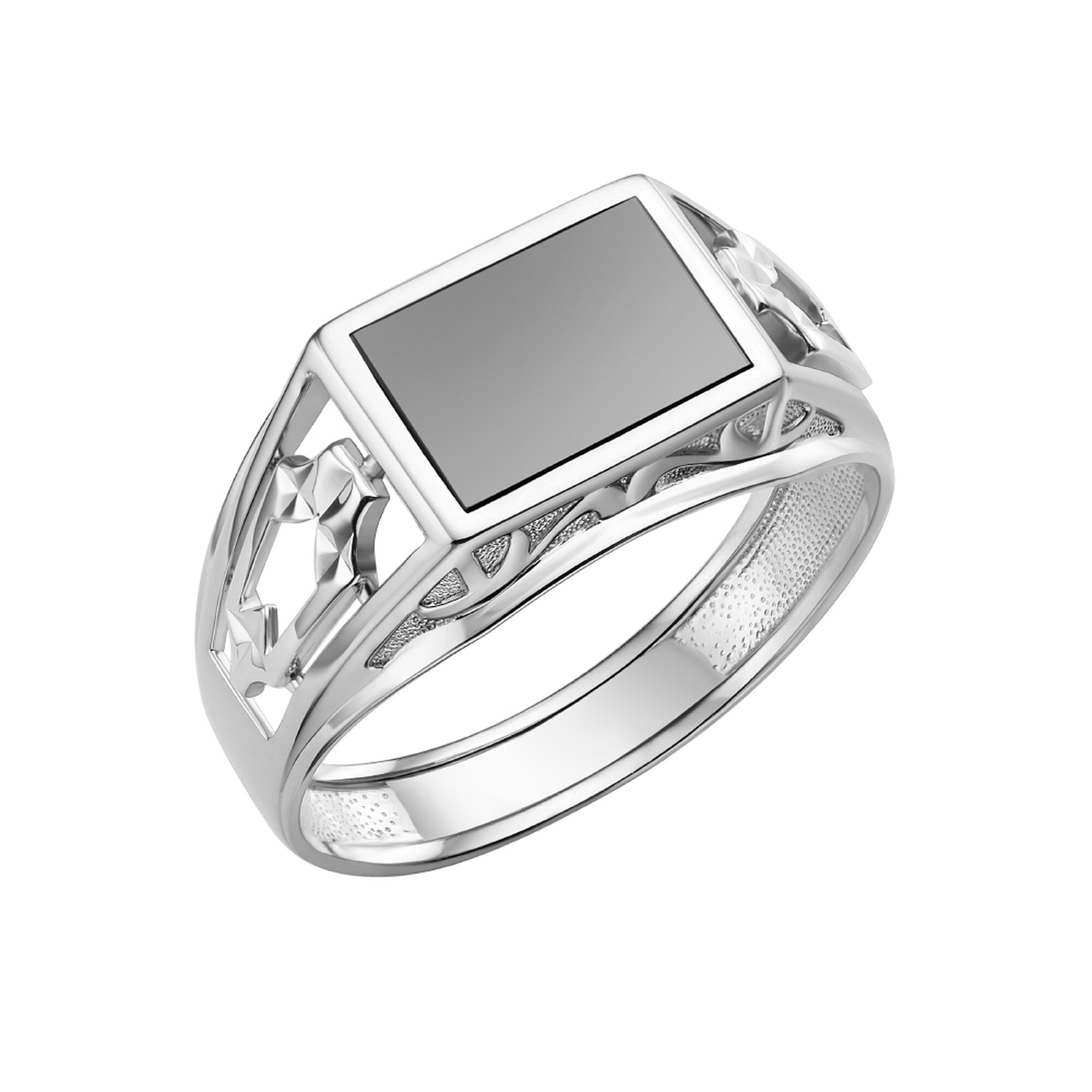 Печатка, серебро, 925 проба, родирование, оникс