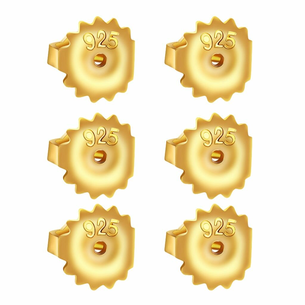Гипоаллергенные задники для сережек-гвоздиков, 3 пары навинчивающихся стопперов из латуни с серебряным и золотым покрытием, безопасная фиксация драгоценных серёг