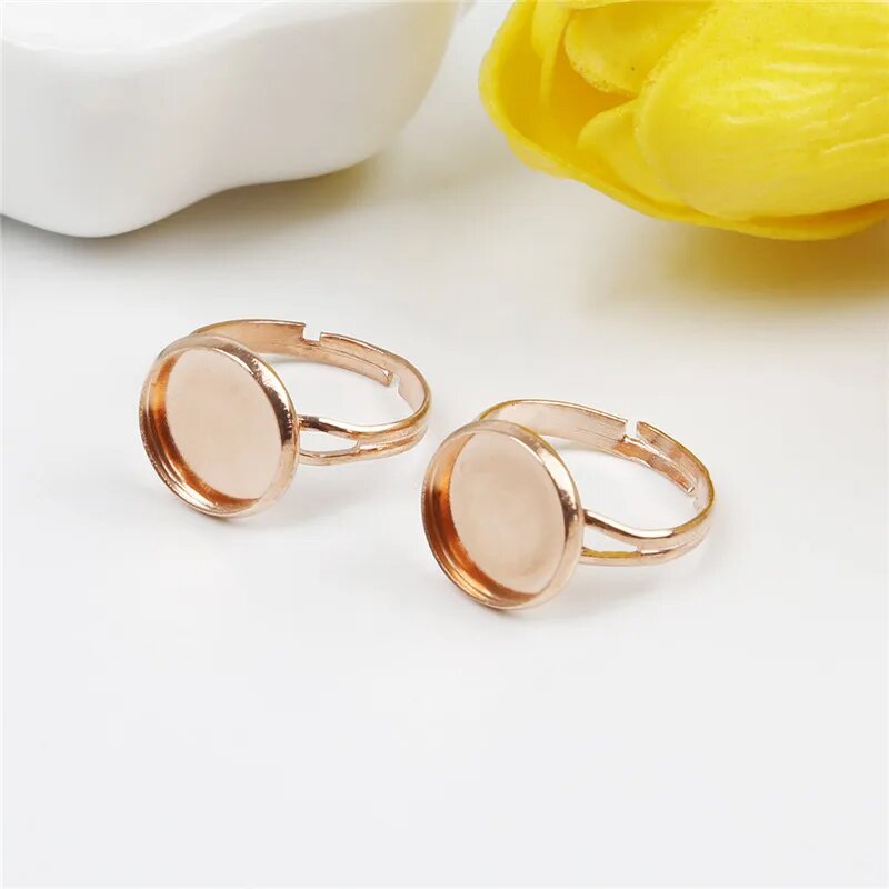 10 шт. регулируемые металлические основы для кабошонов Celadon 12 мм Rose Gold