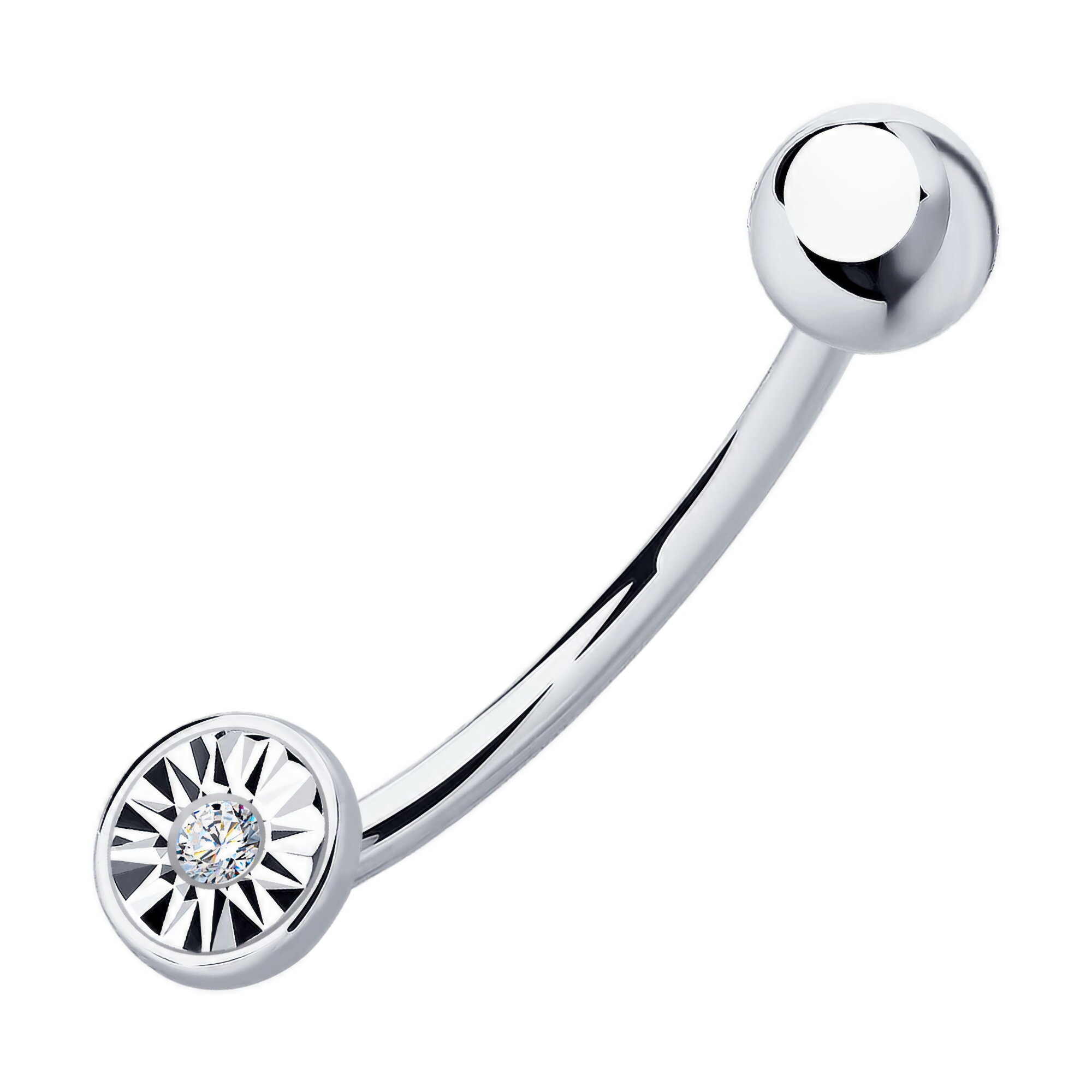Пирсинг в пупок, белое золото, 585 проба, бриллиант