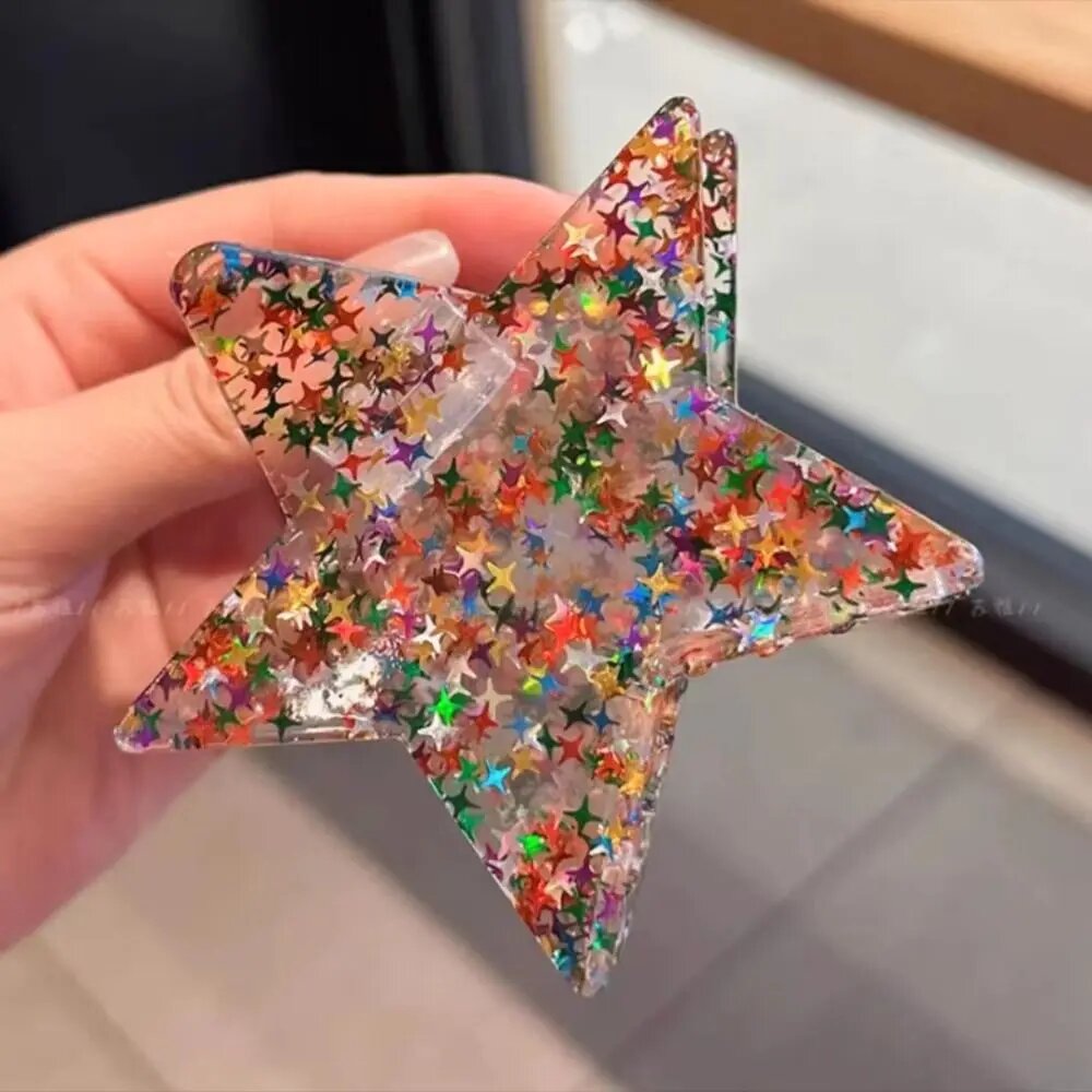 Розовая пятиугольная заколка-краб из сплава Мульти, Multicolor