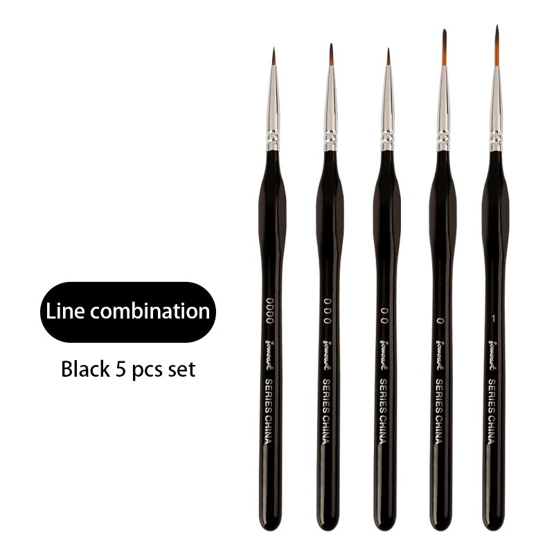 Кисти для рисования Jowoart Black 0000-1 Liner, 5 шт