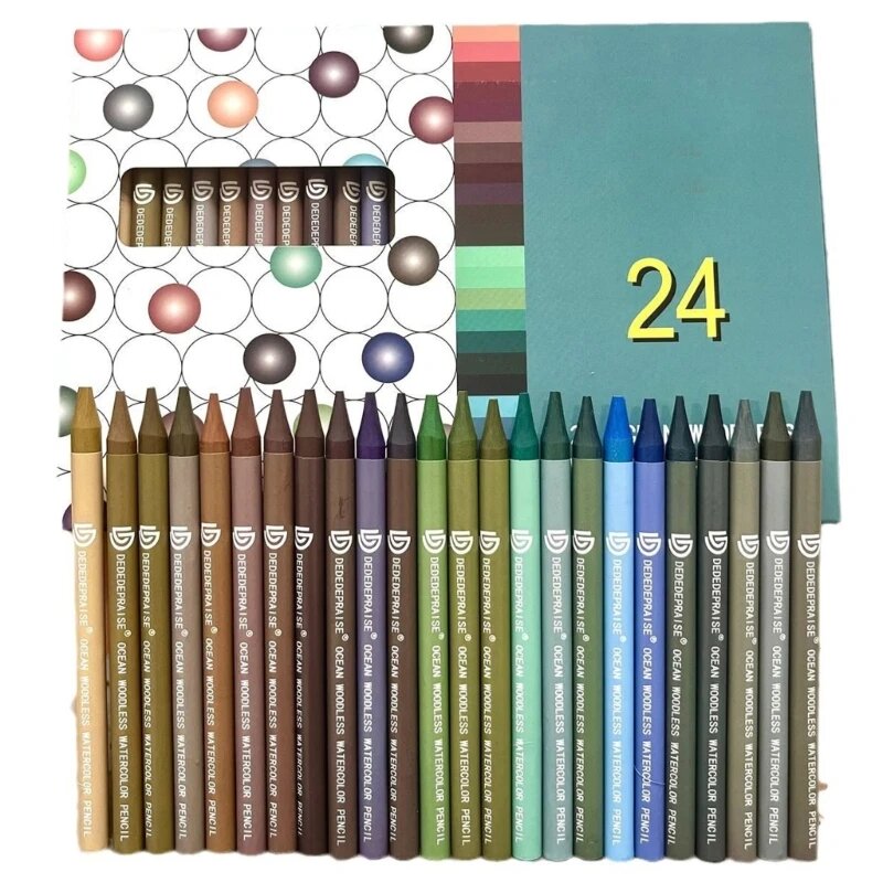 24 цветных акварельных карандаша, водорастворимые бездревесные цветные карандаши для раскрашивания, рисования, художественных
