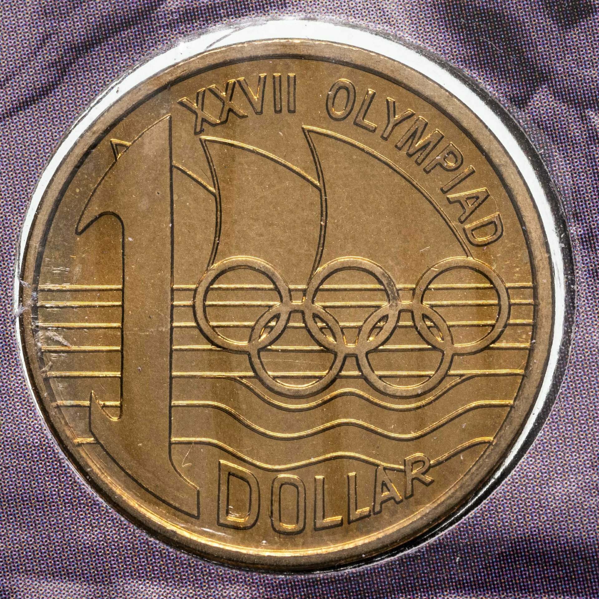 Австралия 1 доллар 2000 "Выставка Olymphilex" в буклете, Алюминиевая бронза, в сохранности UNC