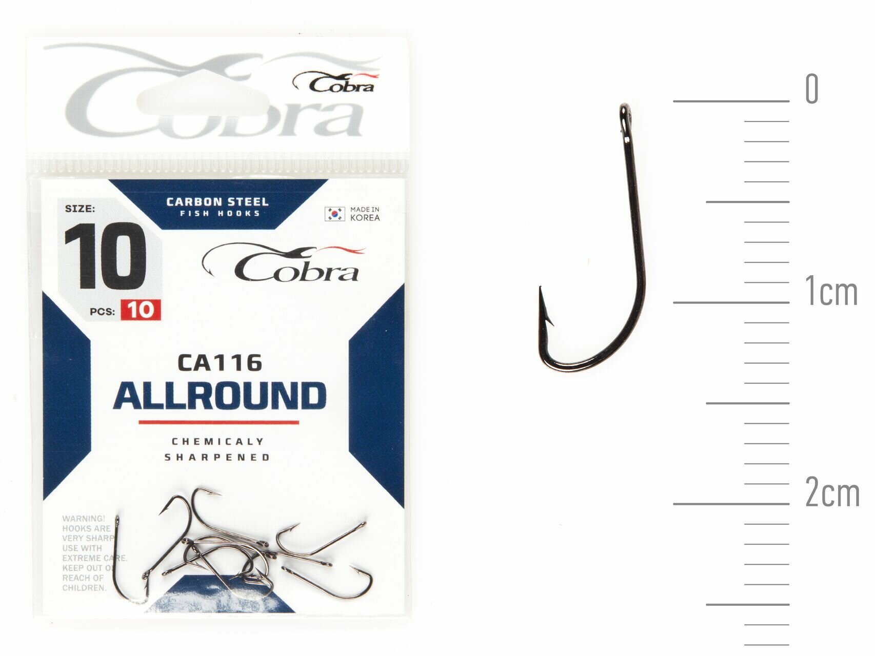 Крючки рыболовные Cobra Allround CRYSTAL CA116, размер 10, 10шт в упаковке / Крючки для рыбалки Кобра Оллраунд кристал