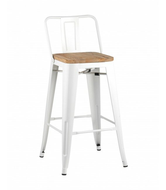 Стул полубарный TERAMO WOOD со спинкой белый глянцевый