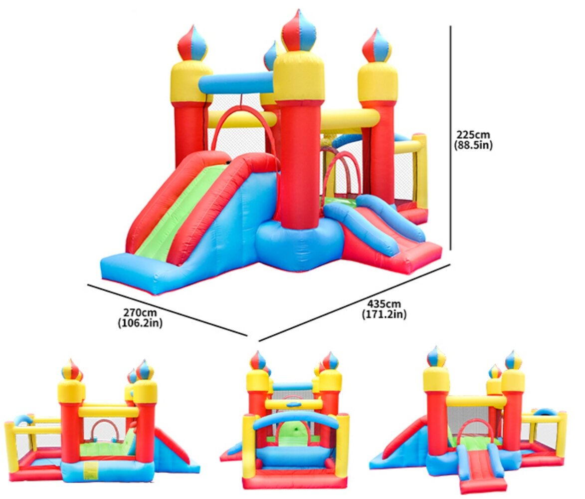 Детский надувной замок с горкой и батутом, Надувная складная игровая площадка