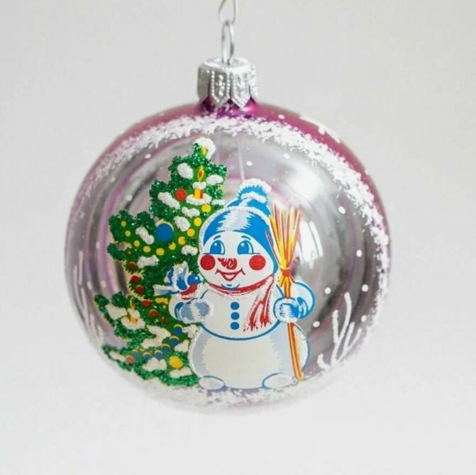 Шар на елку 75мм "Снеговик"