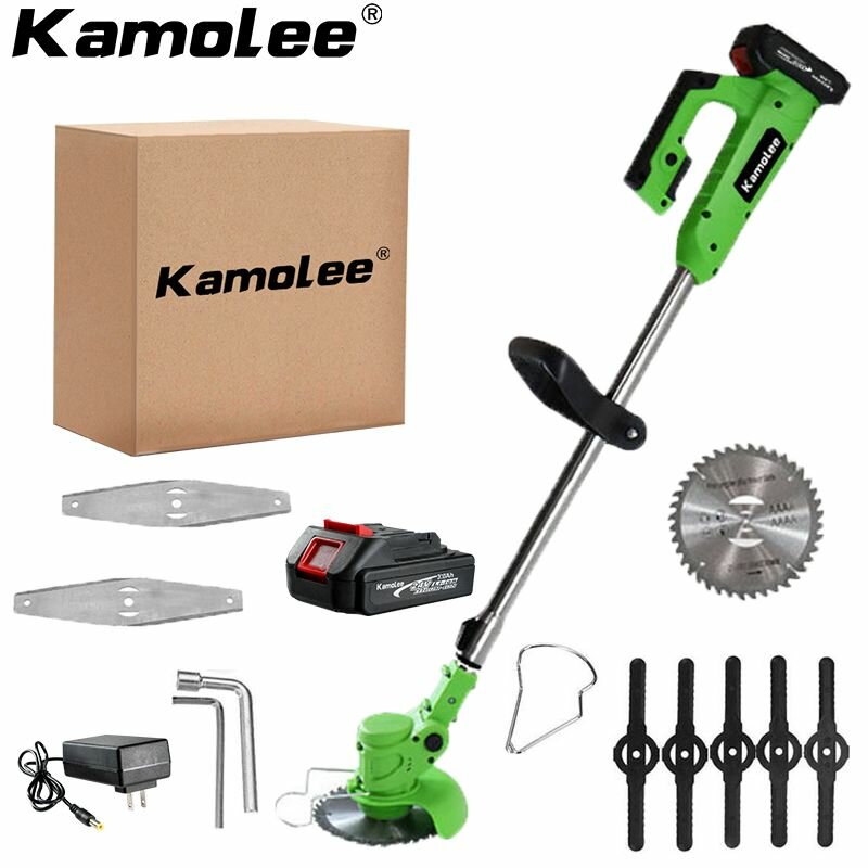 Электрическая газонокосилка Kamolee 24V Высокоэффективные травяные обрезки (батарея 1 * 3.0 Ah, гофрированная упаковка картонных коробок)