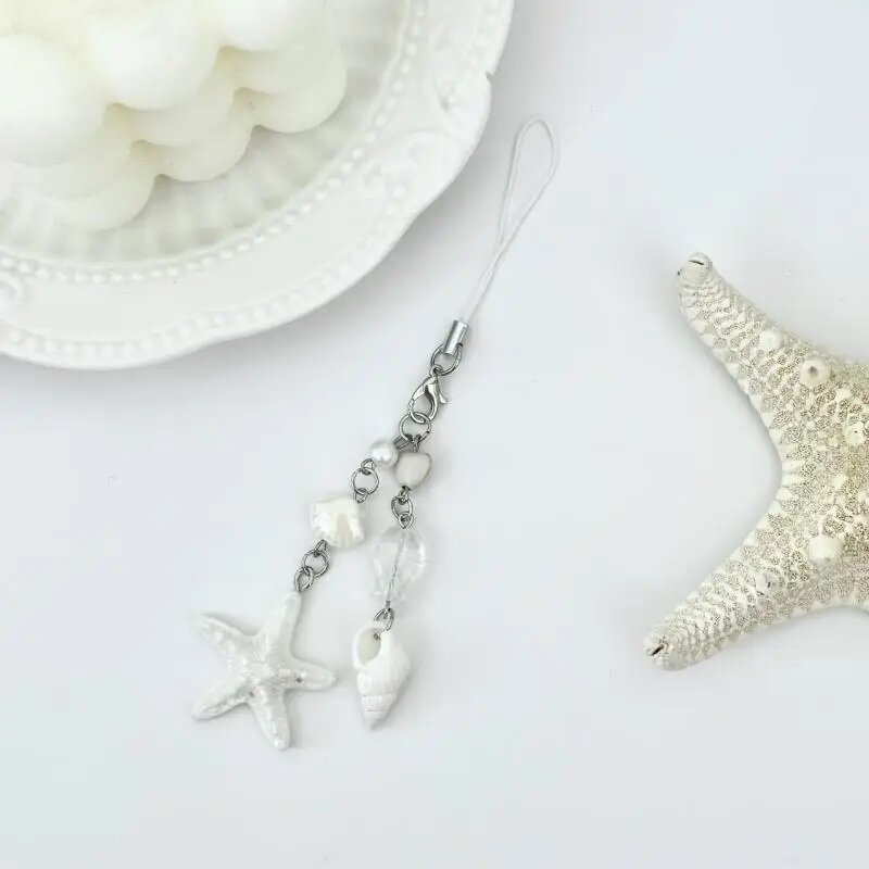 Цветная ракушка, морская звезда, брелок из бисера, подвеска на рюкзак, цепочка для мобильного A3