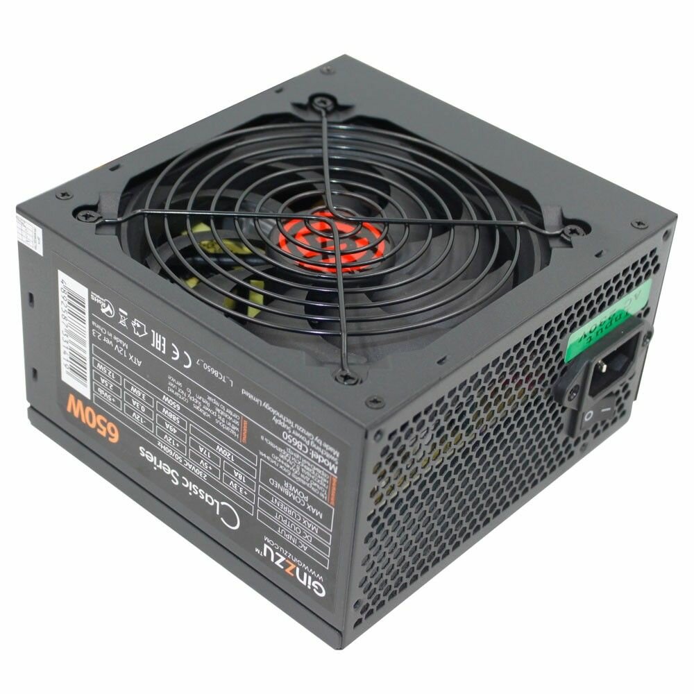 Ginzzu Блок питания CB650 12CM black,24+4p,2 PCI - E 6+2 , 4 SATA, 3 IDE, оплетка MB, кабель питания