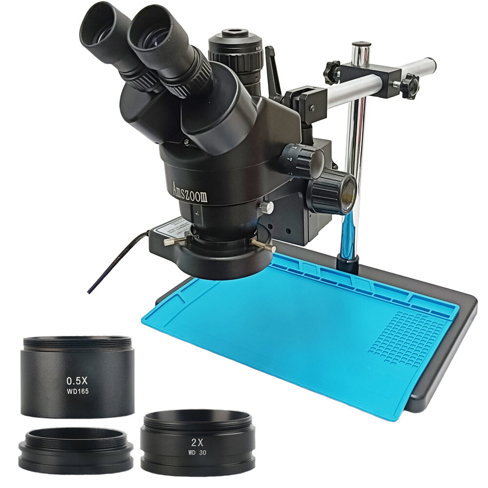 3.5X-90X Simul-Focal металлическая тринокулярная головка микроскопа с поддержкой руки
