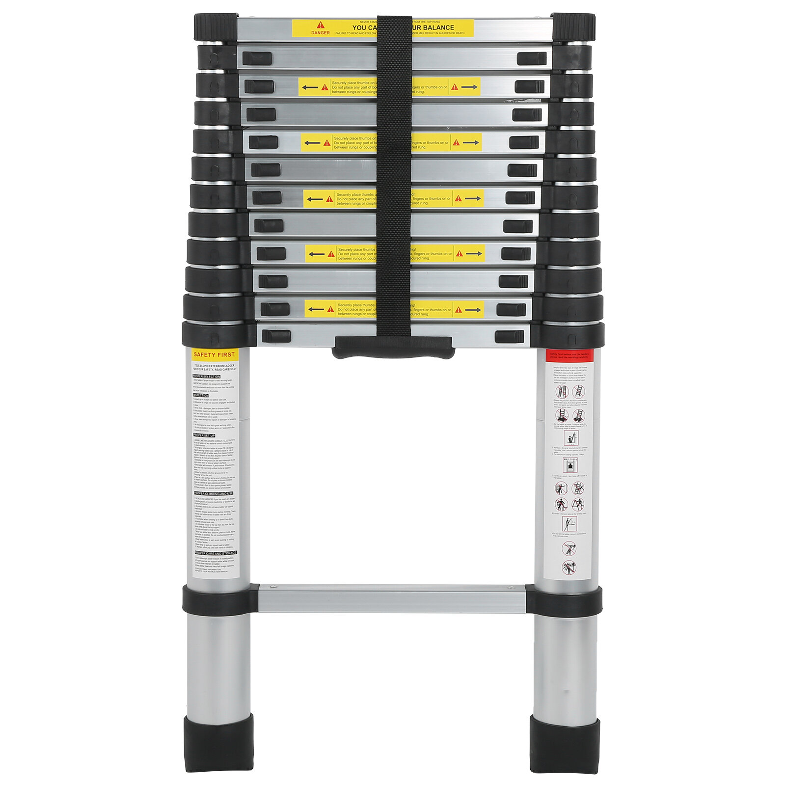 Телескопическая алюминиевая лестница, складная, 3.8 м, многофункциональная.