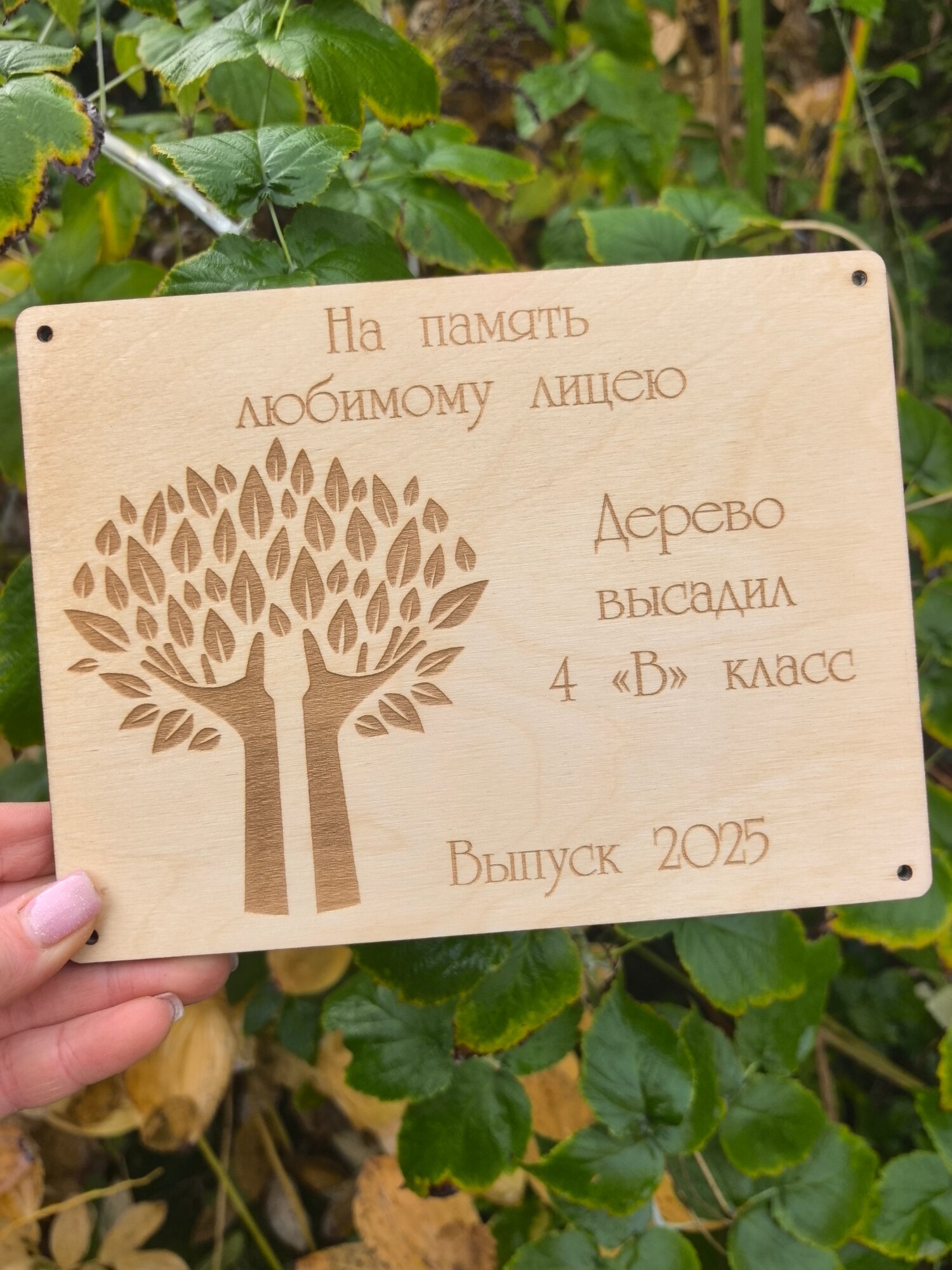 Деревянная табличка "На память любимой школе"