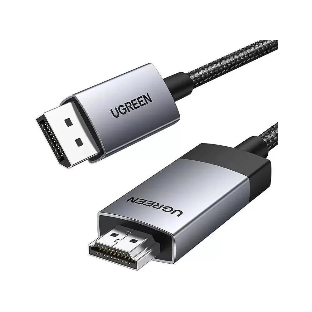 Кабель Ugreen DP119 DP to HDMI 4K Cable. Длина: 1м. Цвет: черно-серебристый 15773_ из качественной стали