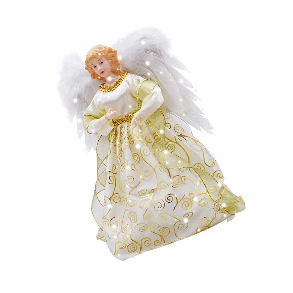Рождественский Ангел-Звезда на верхушке елки-Ангел с золотым узором