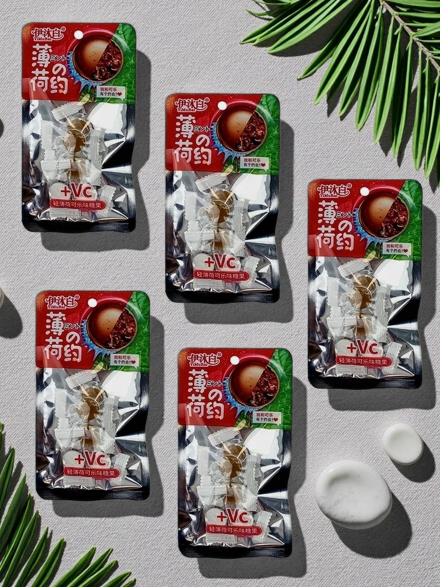 Конфеты со вкусом мята и кола Азия, 5шт