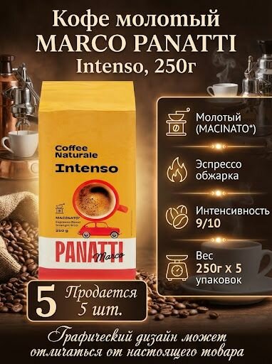 Кофе молотый Intenso, 250г x 5 упаковок